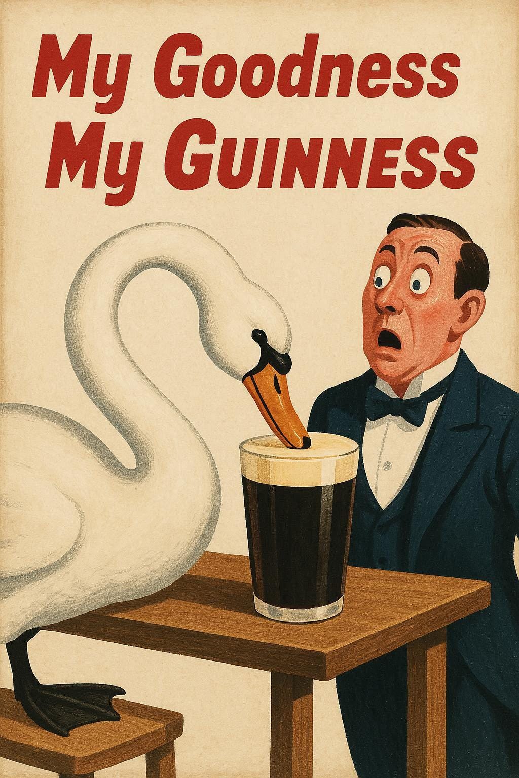 Swan Drinking Guinness | Guinness Poster | Funny Vintage Guinness Ad ...