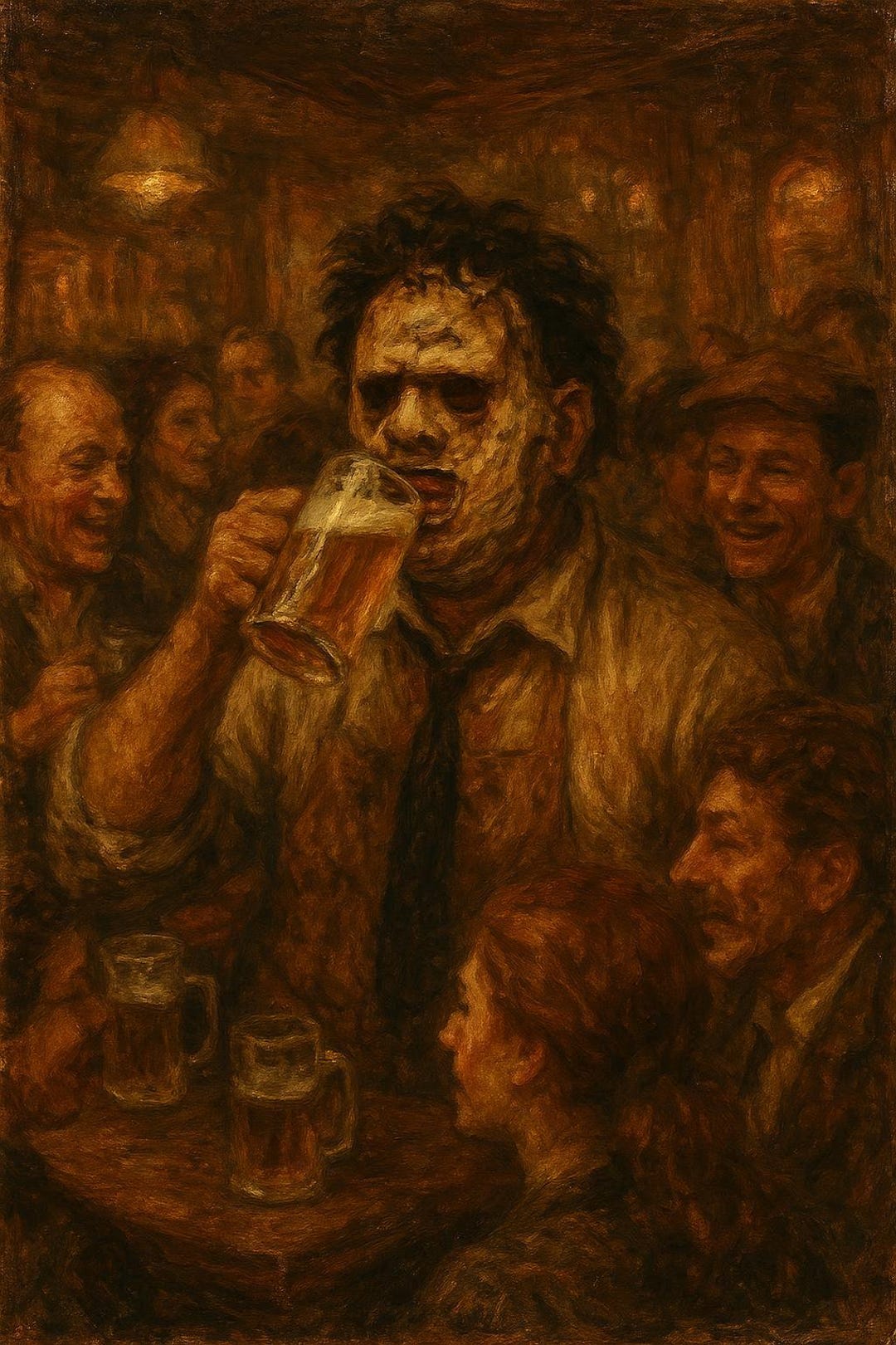 Leatherface Drinking Beer in A Bar Horror Movie | Funny Beer Poster ...