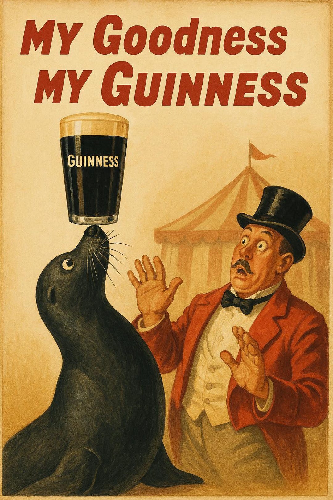 Circus Seal With A Guinness | Guinness Poster | Funny Vintage Guinness ...