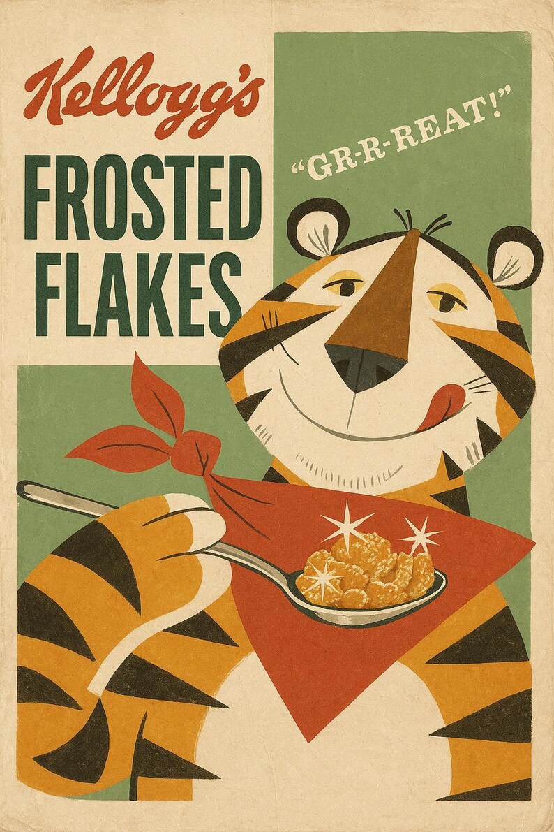 Kellogg's Frosted Flakes Retro Ad Poster | Vintage Nostalgia Ad Poster ...