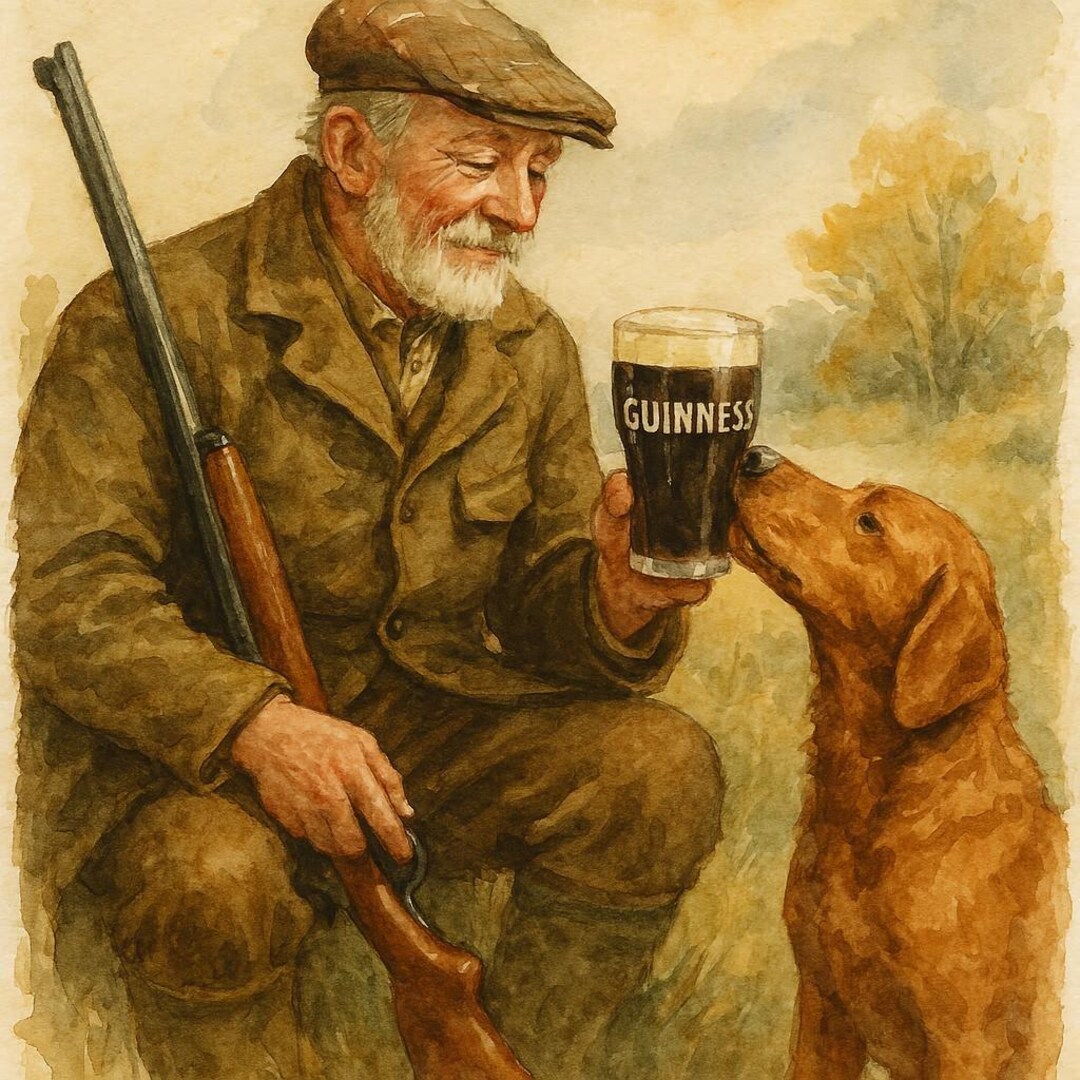 Hunter and Dog Share A Guinness | Guinness Poster | Funny Vintage ...