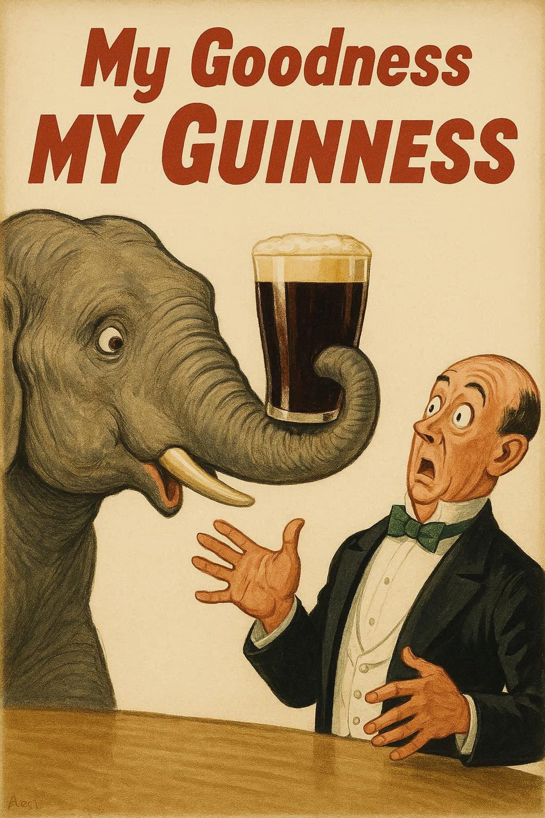 Elephants Love Guinness! | Guinness Poster | Funny Vintage Guinness Ad ...