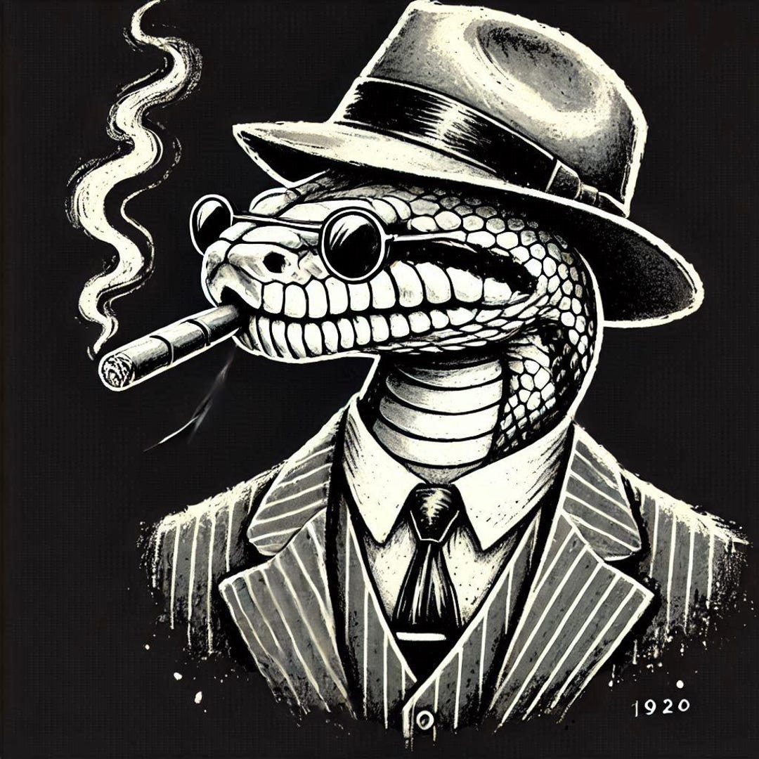 Snake Dressed Like an Old School Gangster | Funny Poster in Watercolor ...