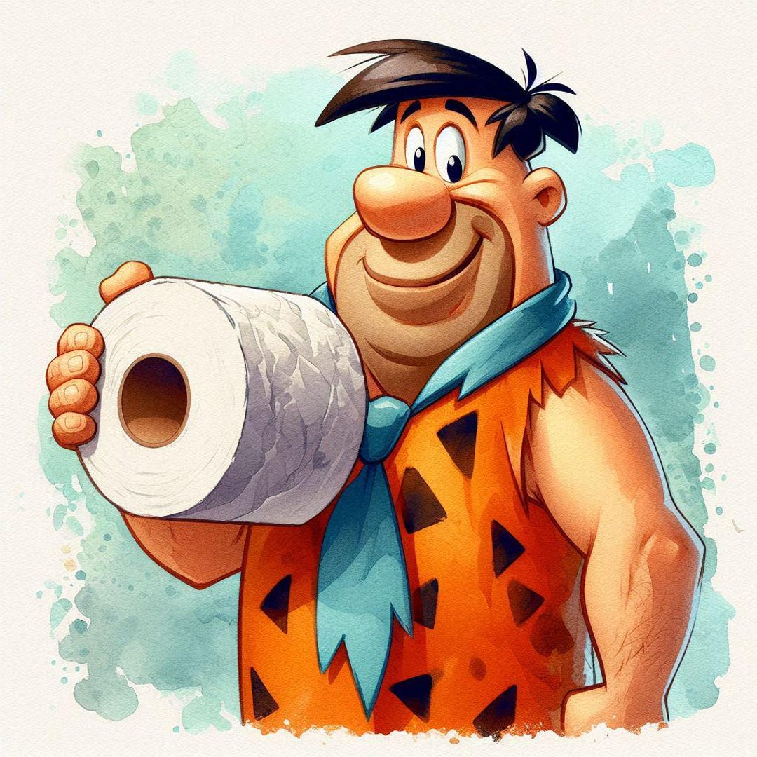 Fred Flintstone Gives You the Toilet Paper - Funny Bathroom Poster ...