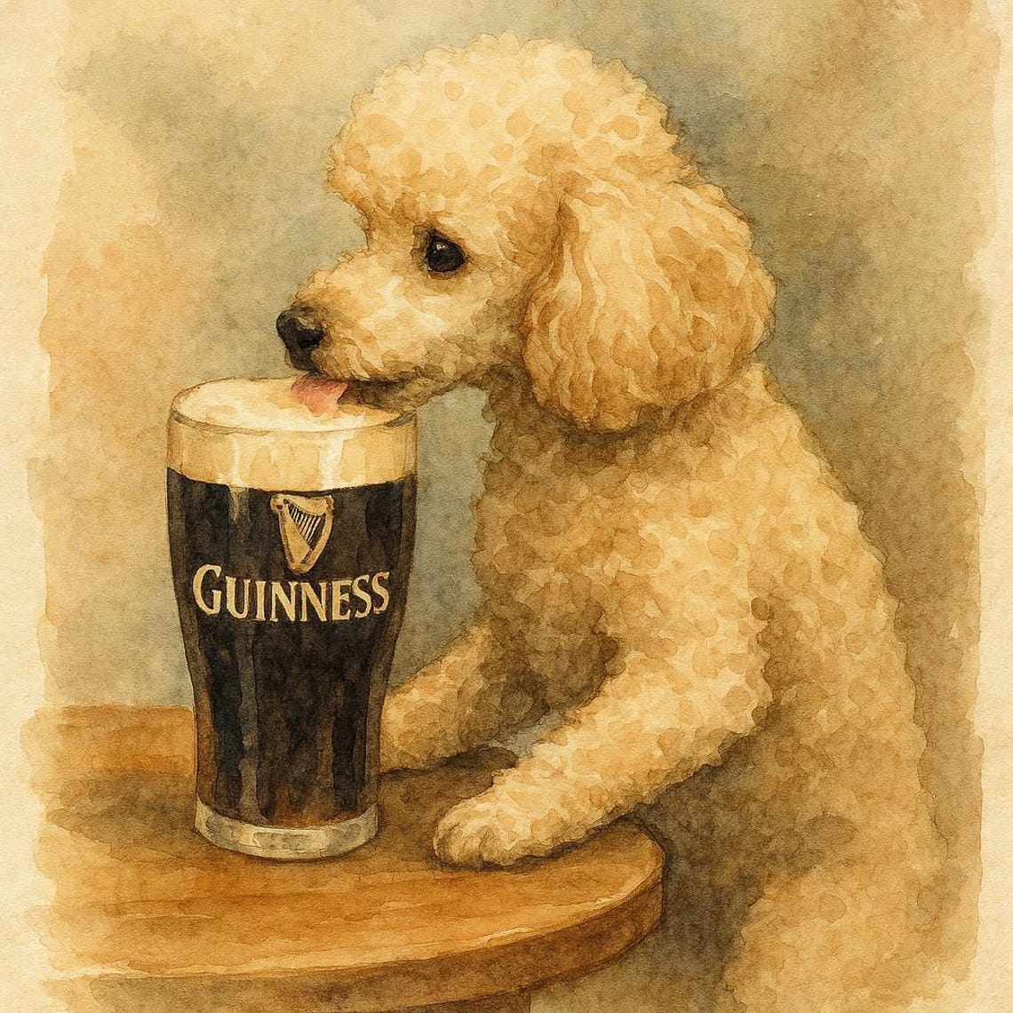 Miniature Poodle Drinking Guinness | Guinness Dog Poster | Funny ...