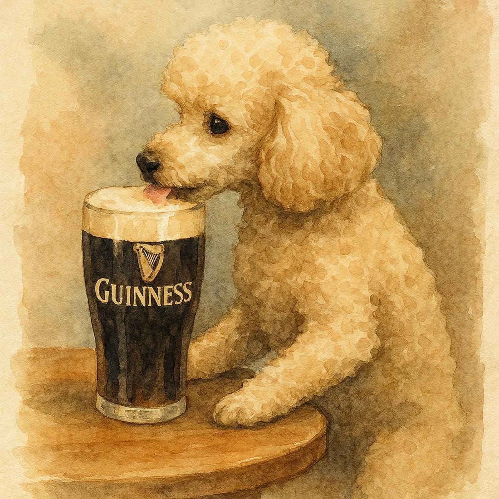 Miniature Poodle Drinking Guinness | Guinness Dog Poster | Funny ...