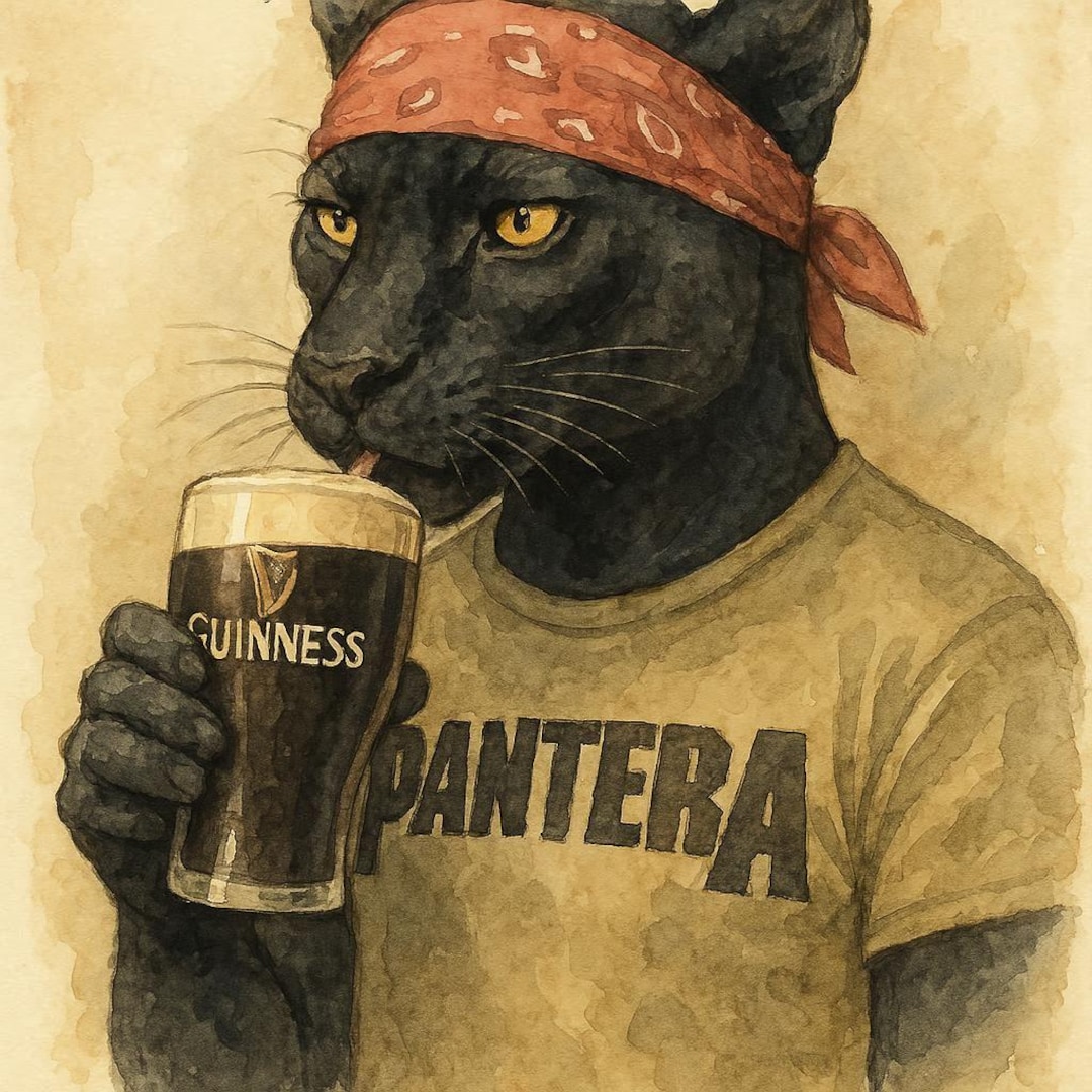 Cool Pantera Panther Drinking Guinness | Guinness Music Poster | Funny ...