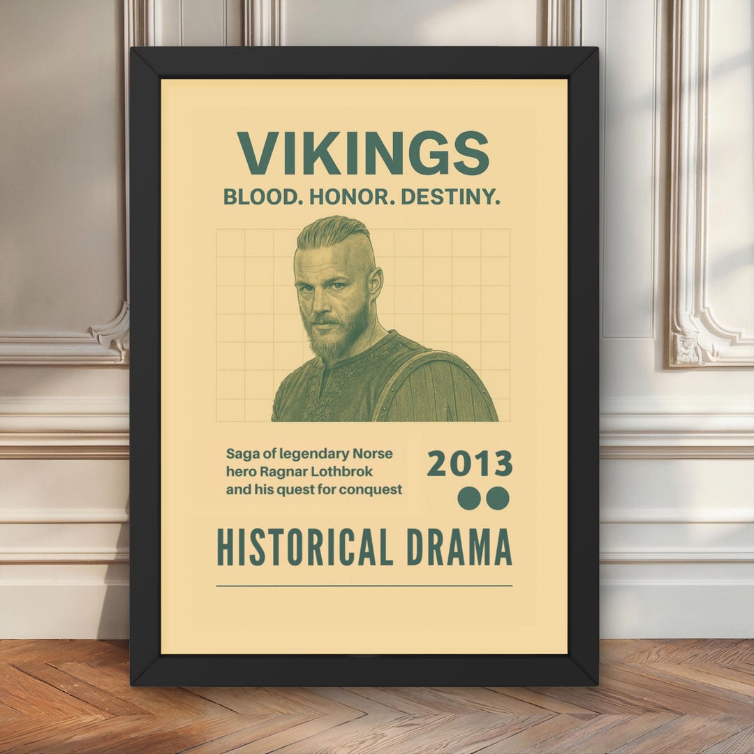 Vikings Poster – Norse Saga Wall Art Print – Retro Historical TV Show ...