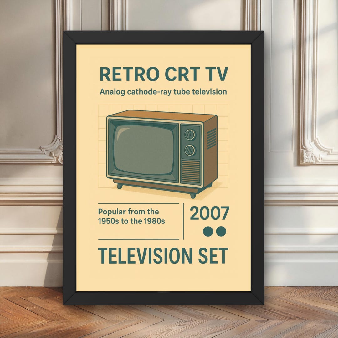 Retro CRT TV Poster - Vintage Analog Television Wall Art - Nostalgic ...
