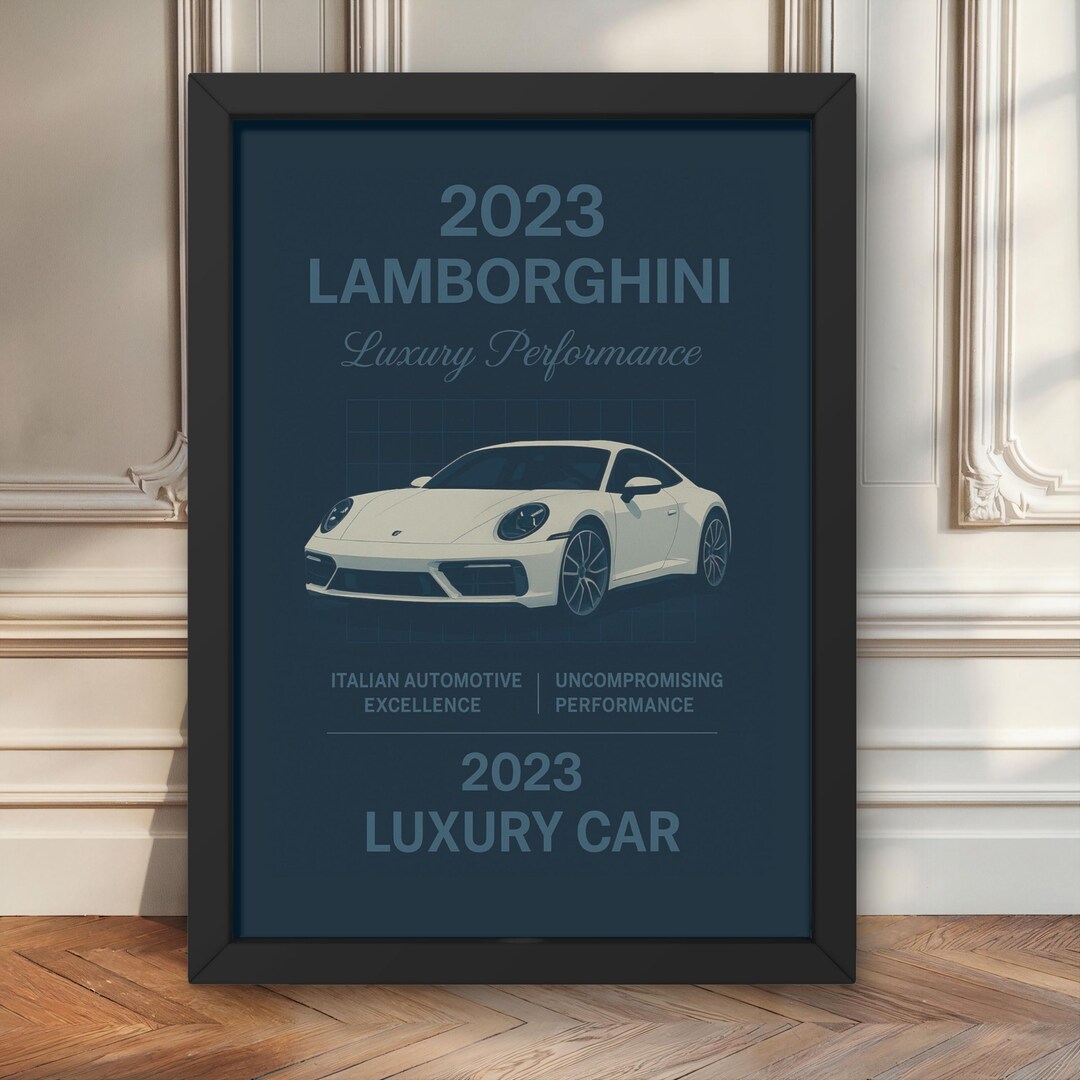 Luxury Car Poster 2023 – Elegant White Sports Car Wall Art Print ...