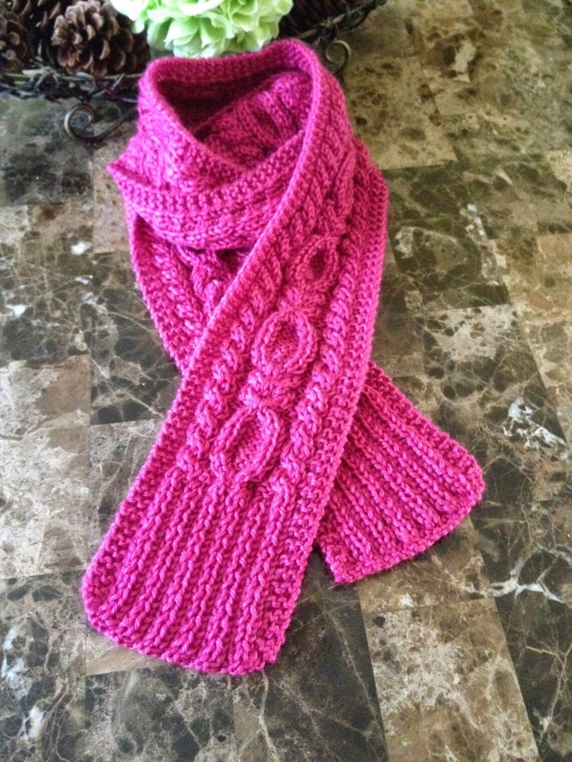 Little Girls Scarf, Cable Knit, Hot Pink - Etsy