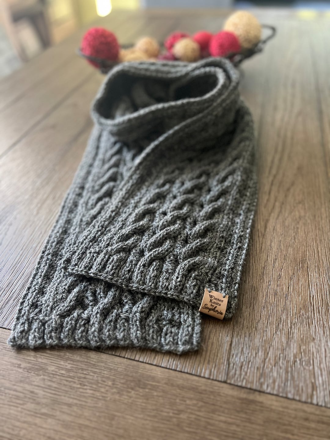 Luxurious Wool Hand Knitted Scarf Grey Wool Cable Knit Scarf - Etsy