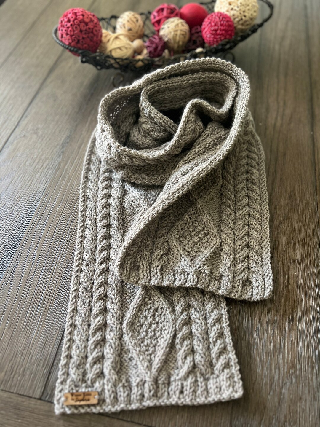 Luxurious Wool Scarf Cable Knit Wool Scarf Oatmeal Color - Etsy