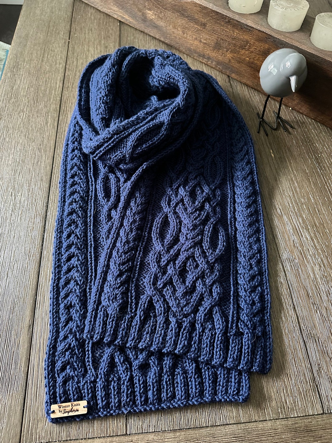 Luxurious Merino Wool Blend Scarf, Gorgeous Celtic Cable Knit Scarf ...