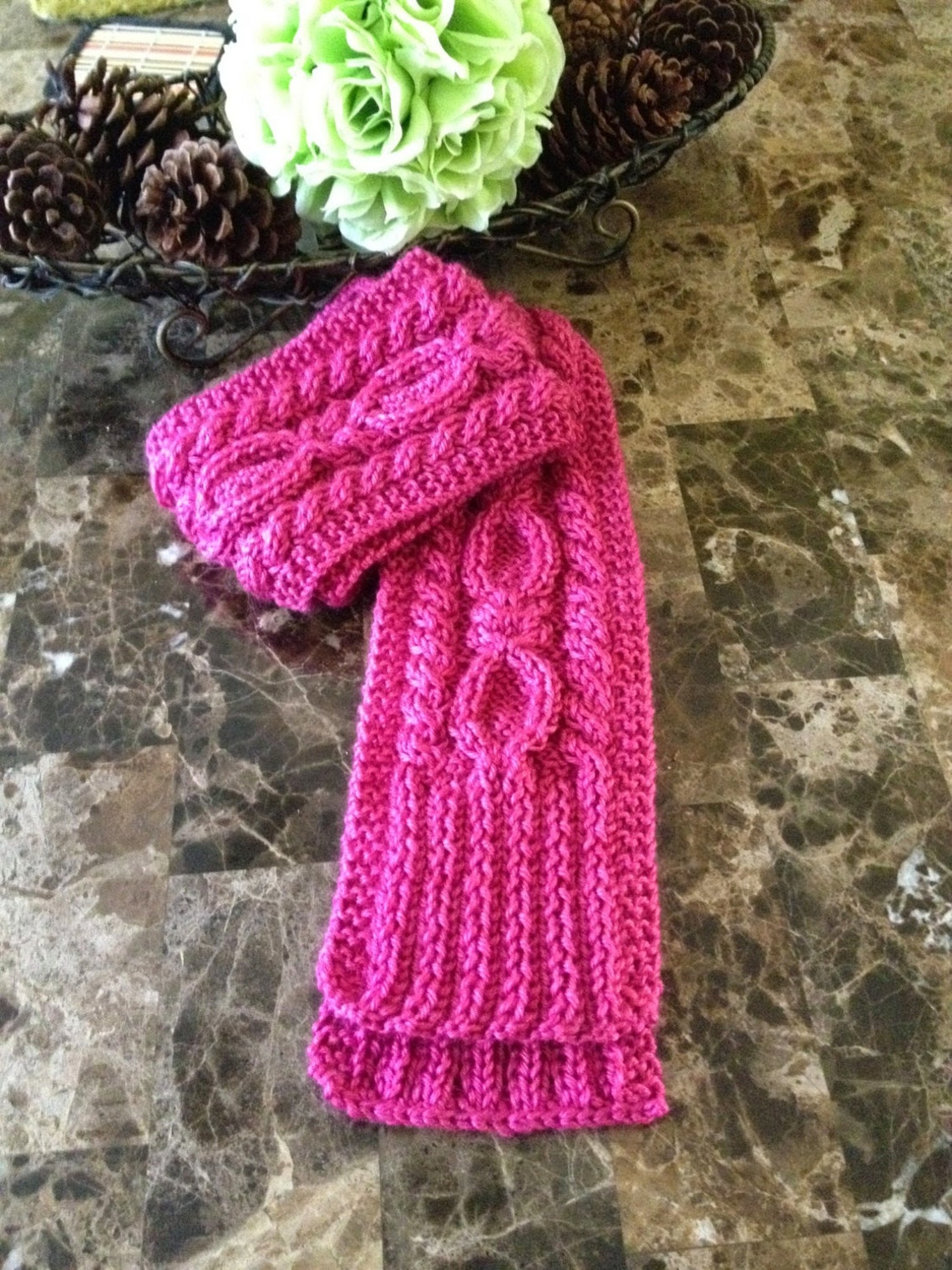 Little Girls Scarf, Cable Knit, Hot Pink - Etsy