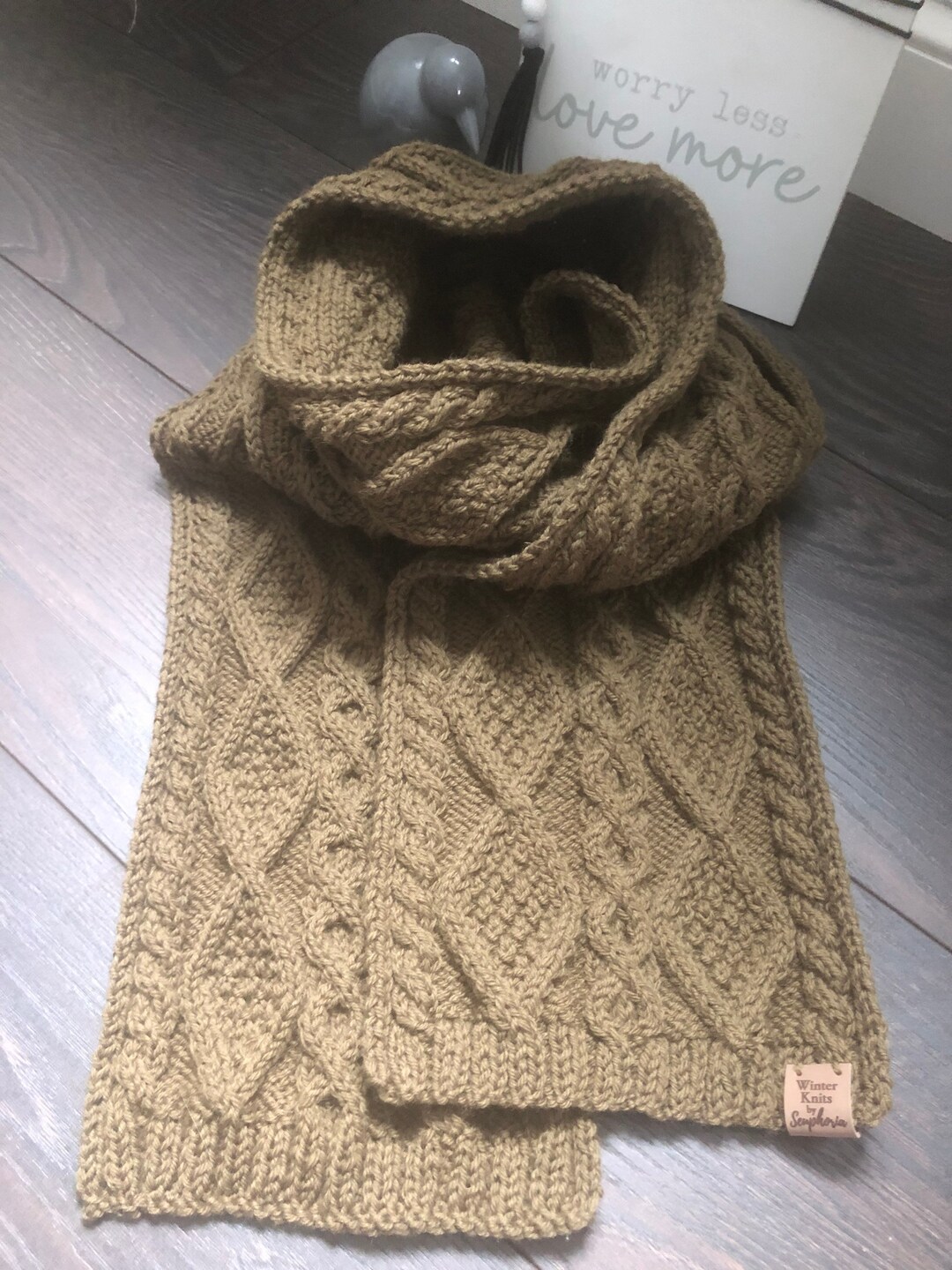 Luxurious Peruvian Wool Cable Knit Scarf, Forest Green Wool Scarf ...