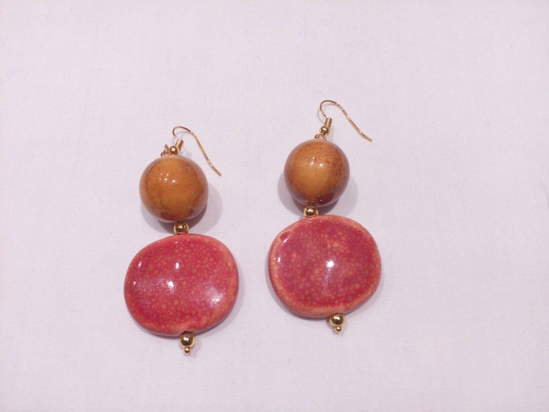 Contemporary Rust and Gold 2.25 Inch Drop Earrings Reminds You of a ...
