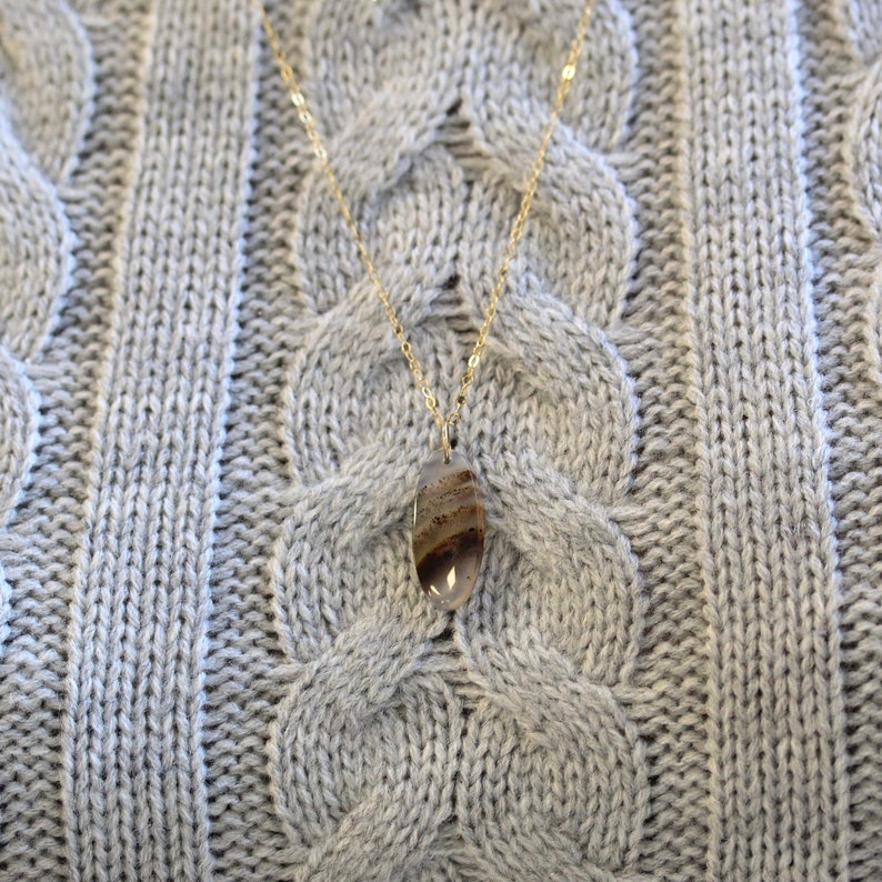 Sale Genuine Agate Charm Modern 14k Yellow Gold Oval | Etsy