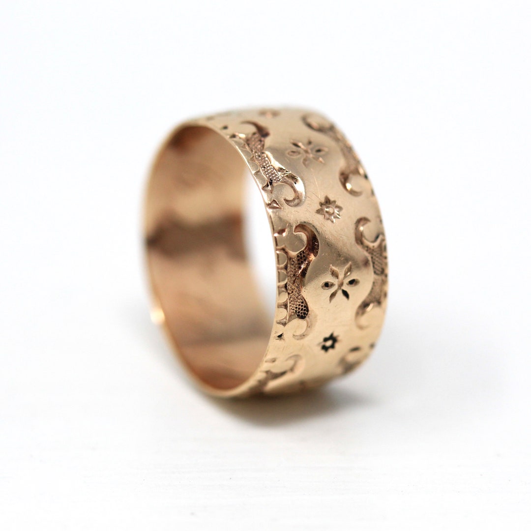 Antique Cigar Band Victorian 10k Yellow Gold Engraved jhv to Jcv Ring ...