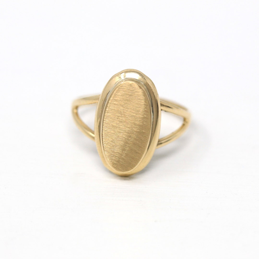 Blank Signet Ring Estate 10k Yellow Gold Oval Personalize Engrave ...
