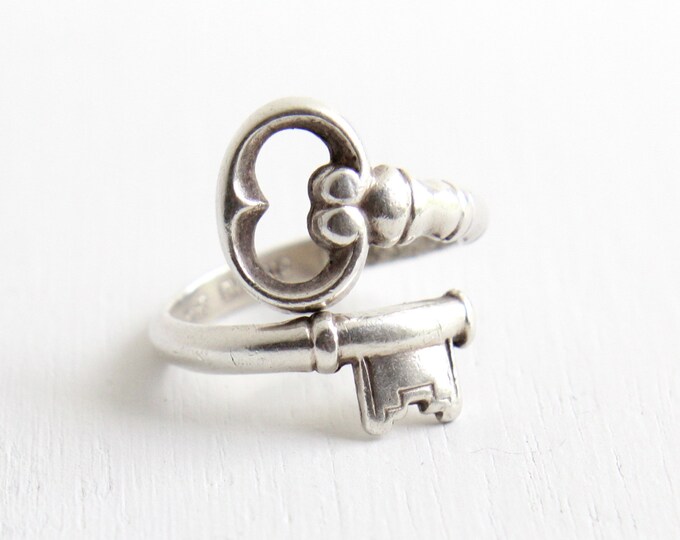 Vintage Sterling Silver Skeleton Key Ring - Retro 1970s Signed Avon Spain Rare Antique Style ...