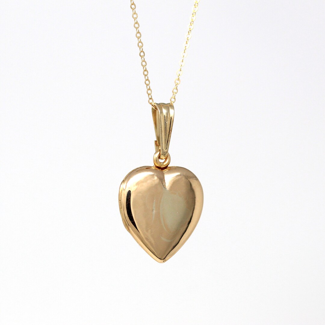 Vintage Heart Locket - Retro 14k Yellow Gold Blank High Polished ...