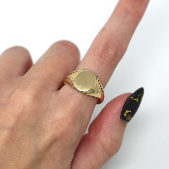 Sale - Blank Signet Ring - Edwardian 10k Yellow Gold … - Gem