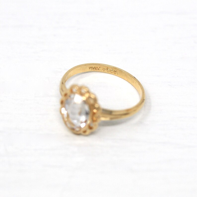 Sale Retro Glass Ring Vintage 10k Yellow Gold Clear - Etsy