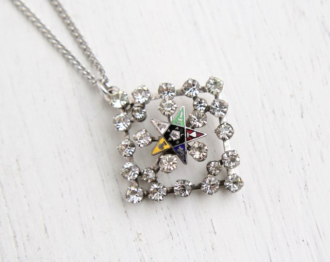 SALE - Vintage Order of Eastern Star Rhinestone Pendant Necklace ...