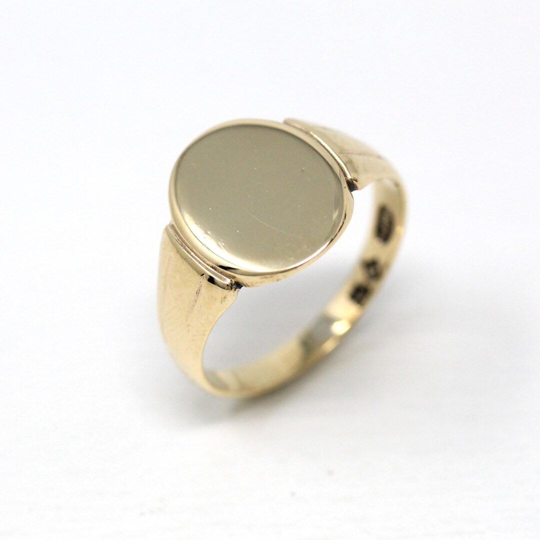 Blank Signet Ring Art Deco 9ct Yellow Gold Engrave Letters Initials ...