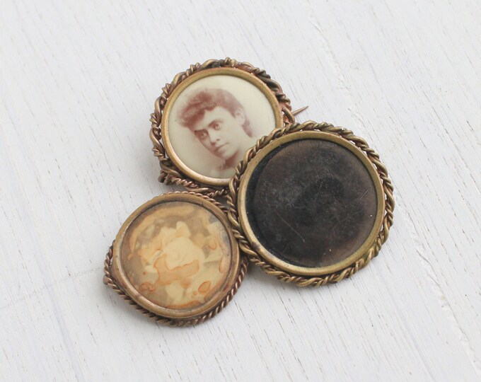 SALE Antique Picture Pin Lot 3 Round Gold Filled Victorian - Etsy
