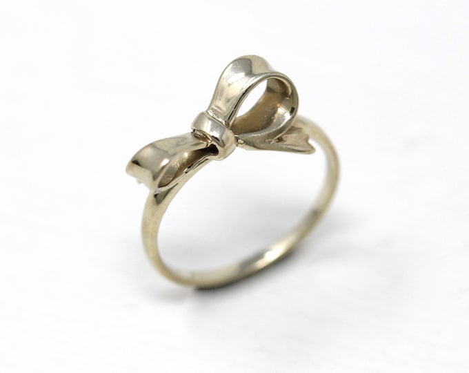 Estate Bow Ring - Modern 14k White Gold Figural Open Metal Designs ...