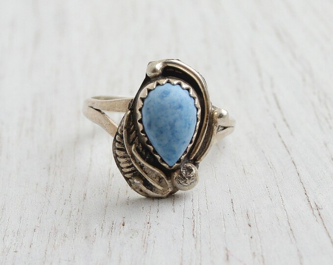 Vintage Sterling Silver Blue Stone Ring - Retro Size 5 1/2 Native ...