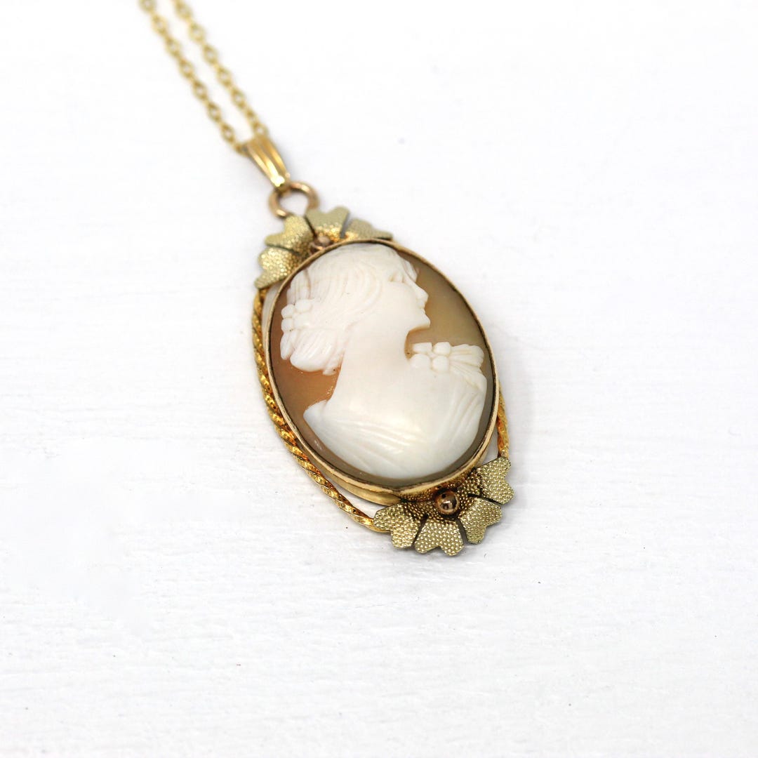 Vintage Cameo Locket Retro 12k Yellow Gold Filled Flower Pendant ...