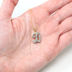 Letter d Necklace Estate 14k Yellow & White Gold Initial Genuine .19 ...