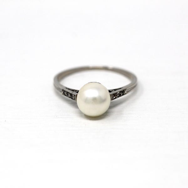 Platinum Pearl Ring - Etsy