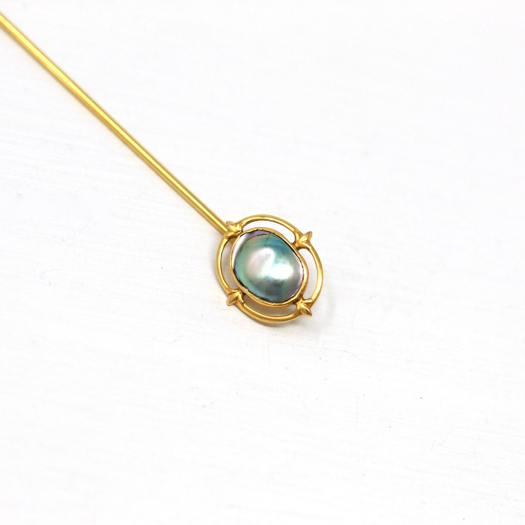 Sale Vintage Stick Pin 1940s 10k Yellow Gold Blister Pearl Decorative ...
