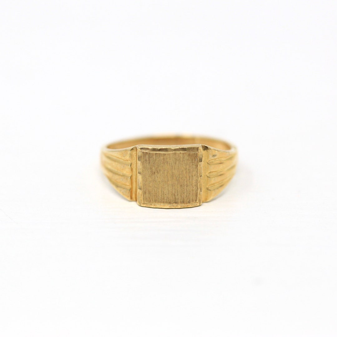 Blank Signet Ring Retro 14k Yellow Gold Engrave Initials - Etsy