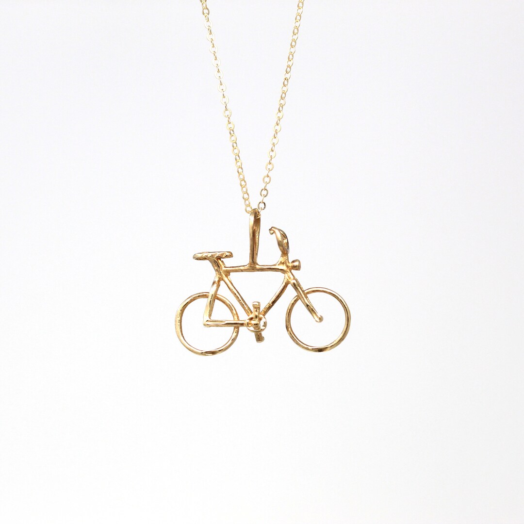 Estate Bike Charm Modern 14k Yellow Gold Figural Bicycle Pendant ...
