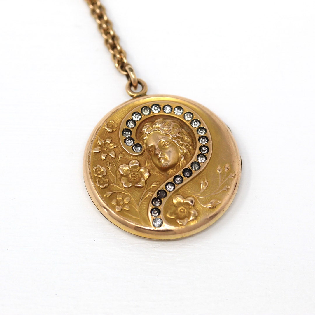 Sale - Gibson Girl Locket - Art Nouveau Gold Filled Question Mark ...