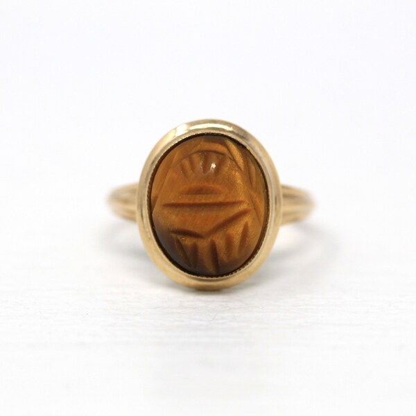 Mens Vintage Carved Tiger Eye Ring - Etsy