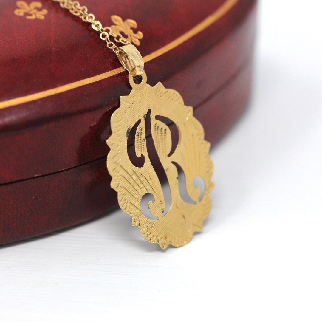 Sale Letter r Pendant Estate 14k Yellow Gold Single Initial Charm ...