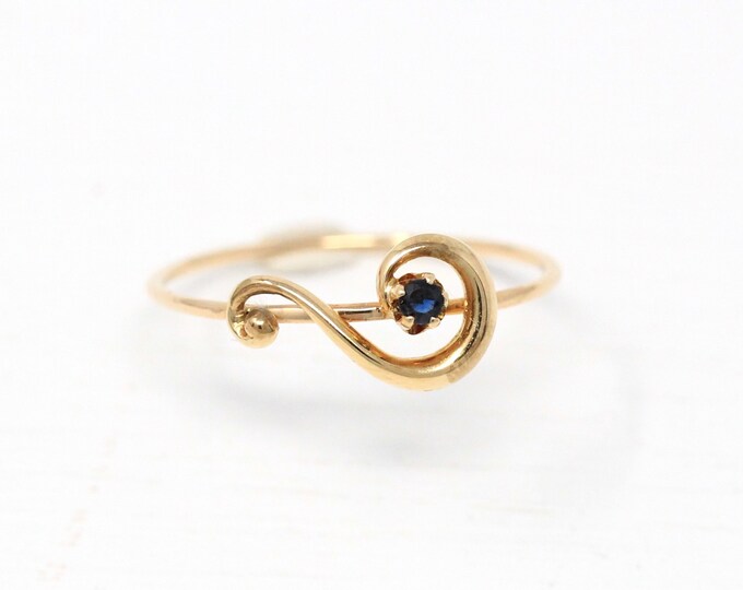 Sale - Question Mark Ring - Antique 10k Yellow Gold Genuine Sapphire ...