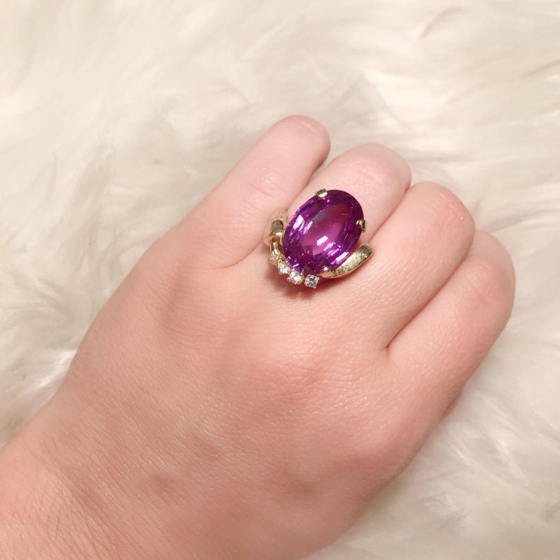 Sale Color Change Ring 14k Yellow Gold Created Purple - Etsy