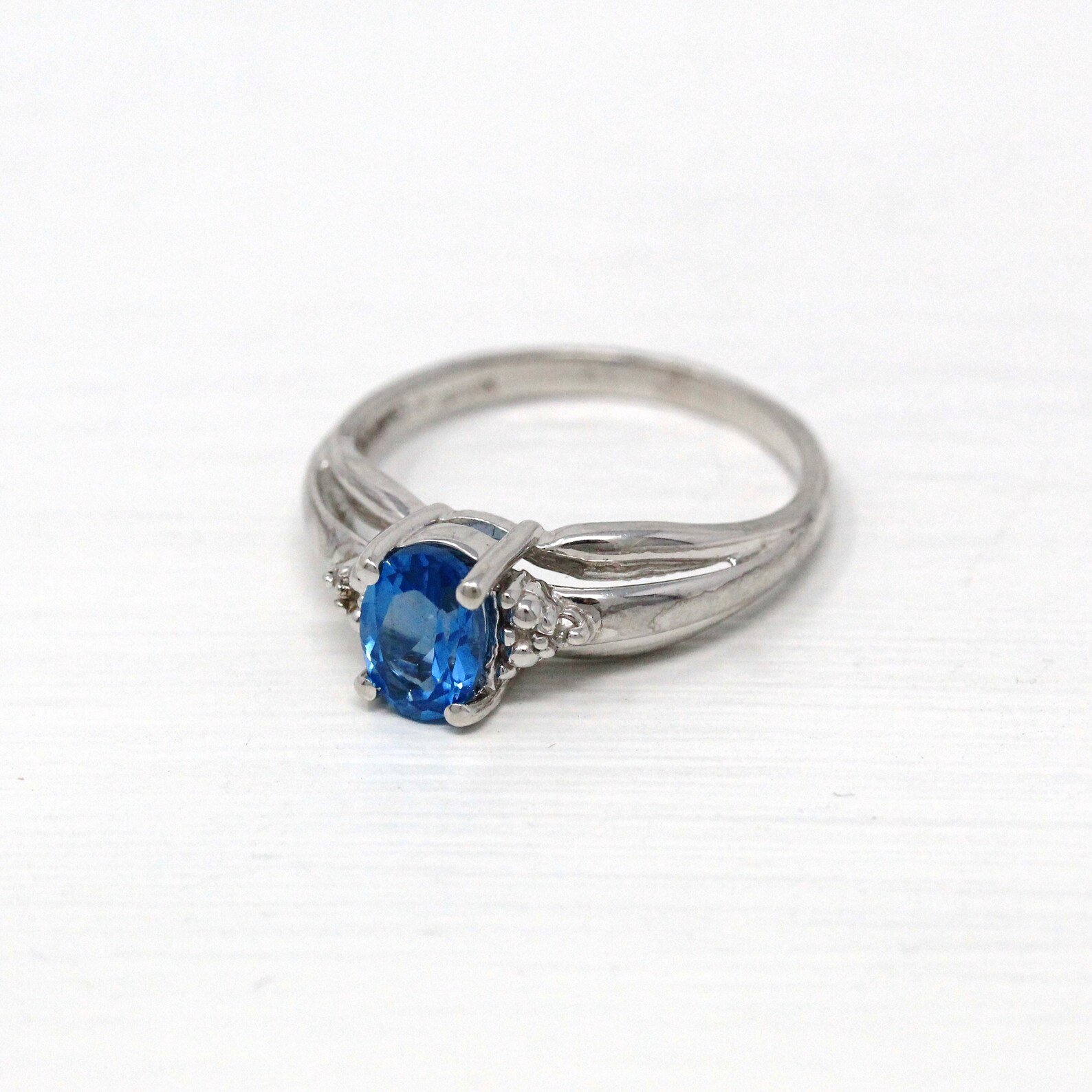 Sale Created Blue Spinel & Diamond Ring 10k White Gold - Etsy