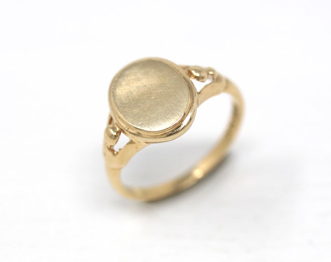 Blank Signet Ring - Retro 10k Yellow Gold Customizable Engraveable ...