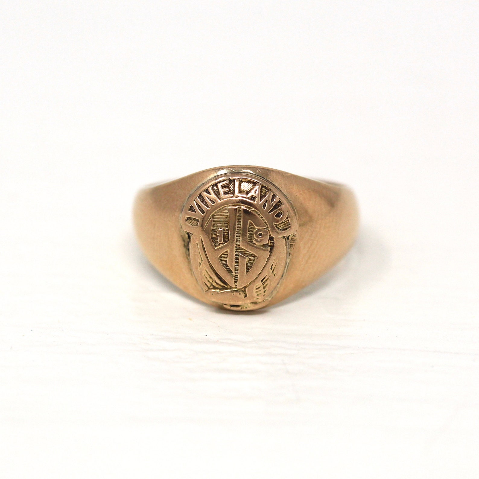Sale Vintage Class Ring Retro 10k Yellow Gold Vineland - Etsy