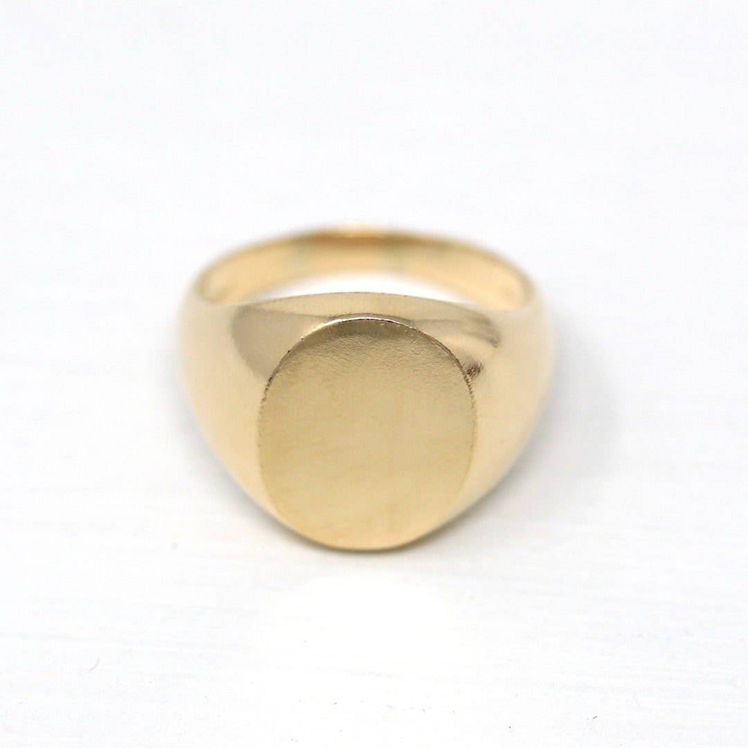 Sale Blank Signet Ring Retro 10k Yellow Gold Ready to Engrave ...