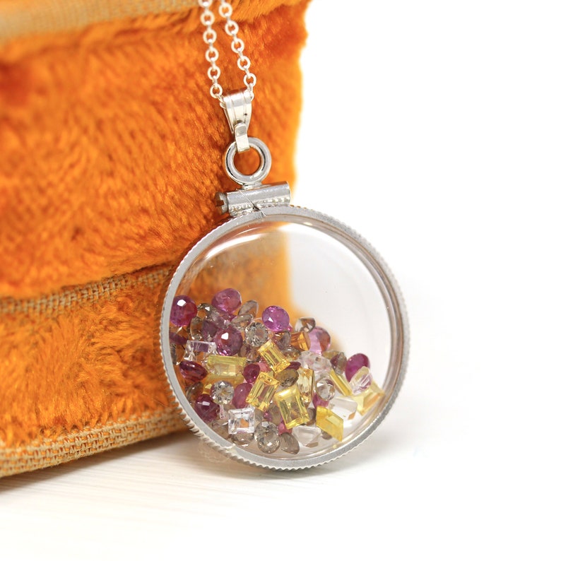 Gemstone Shaker Locket Handcrafted Sterling Silver Lucite - Etsy