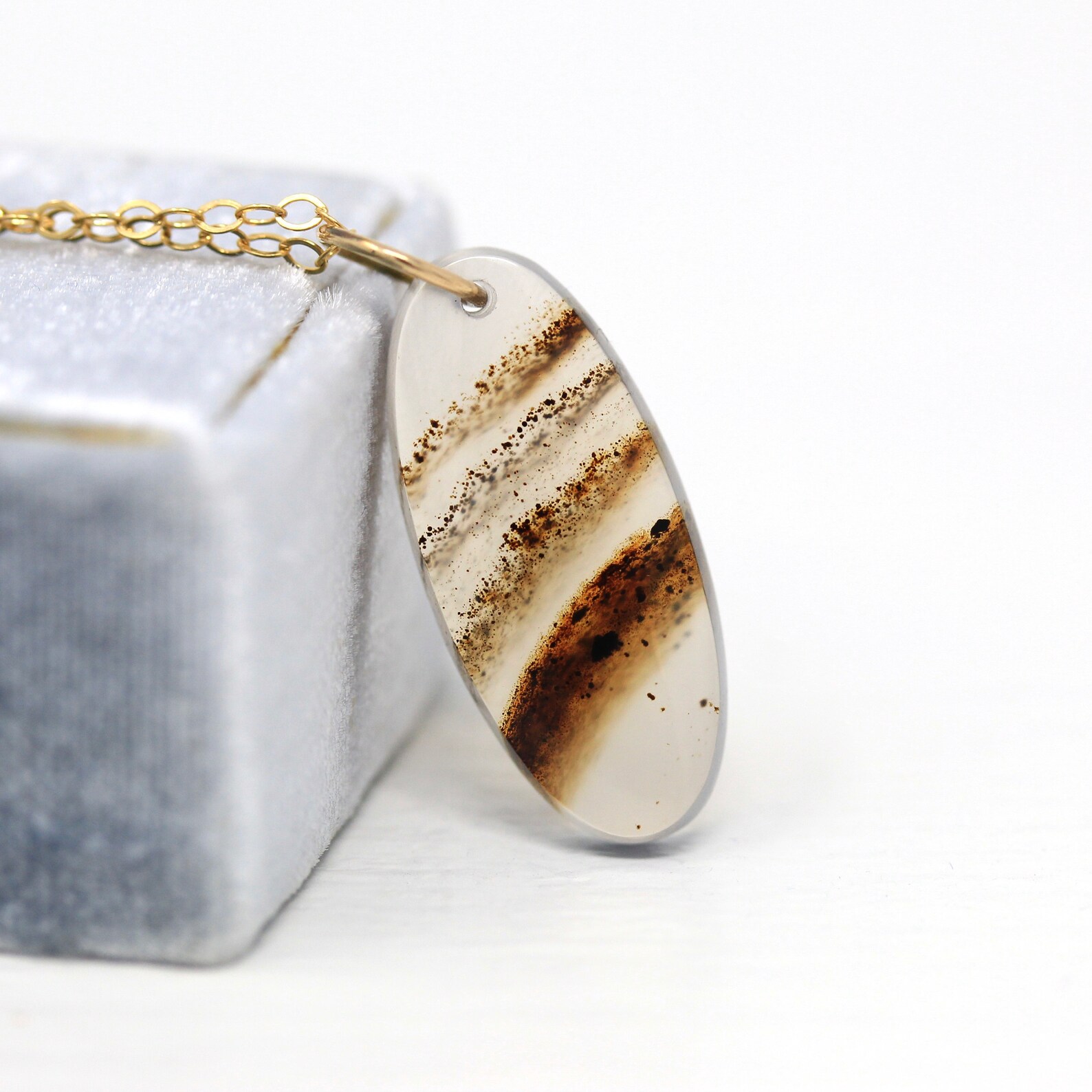 Sale Genuine Agate Charm Modern 14k Yellow Gold Oval | Etsy